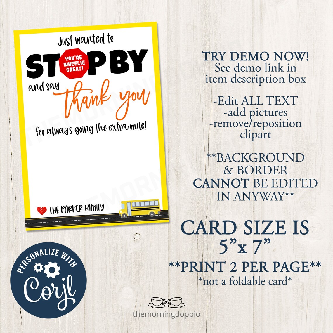 Printable/editable School Bus Driver Thank You End of School - Etsy