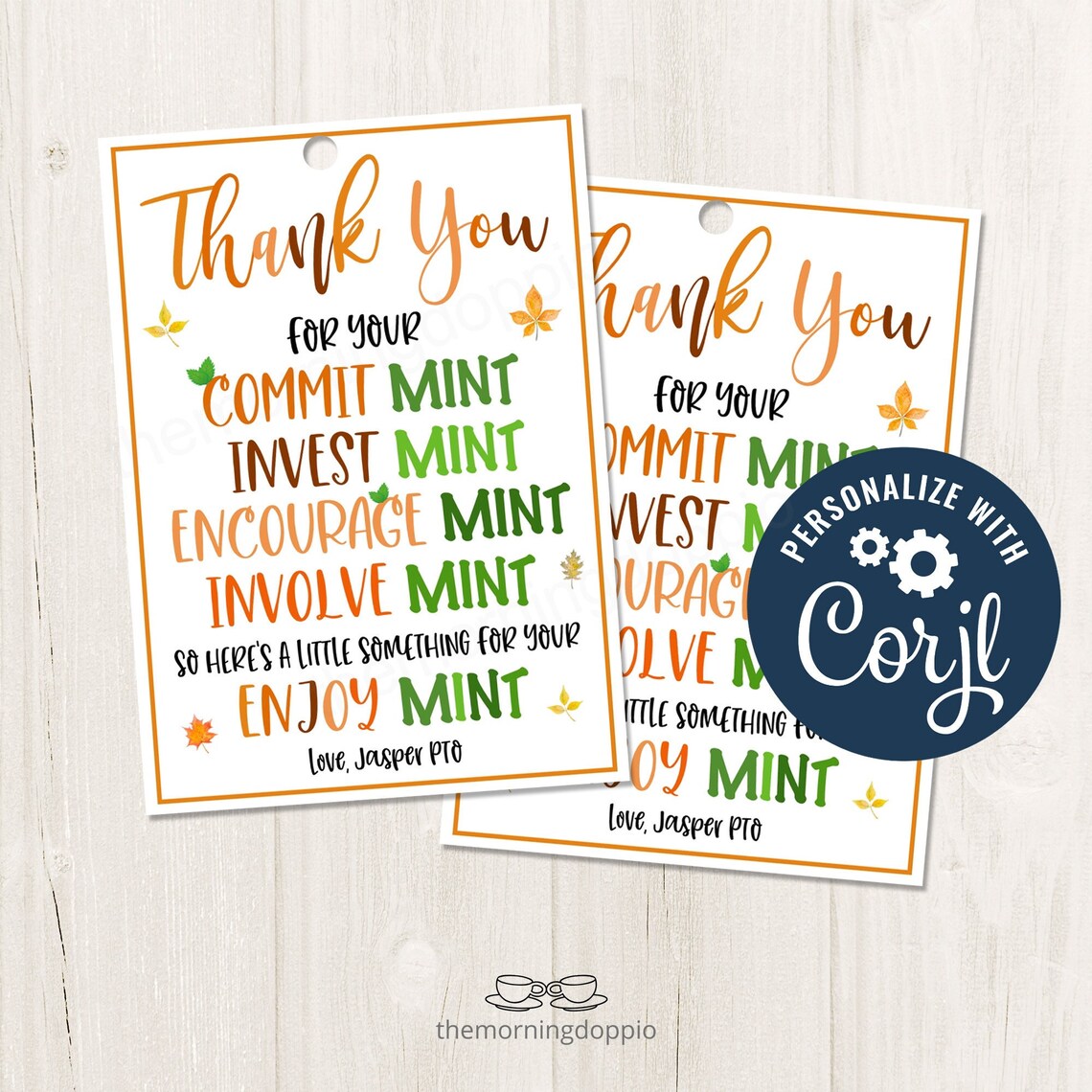 Printable/editable Thank You Mint Thanksgiving Fall | Etsy