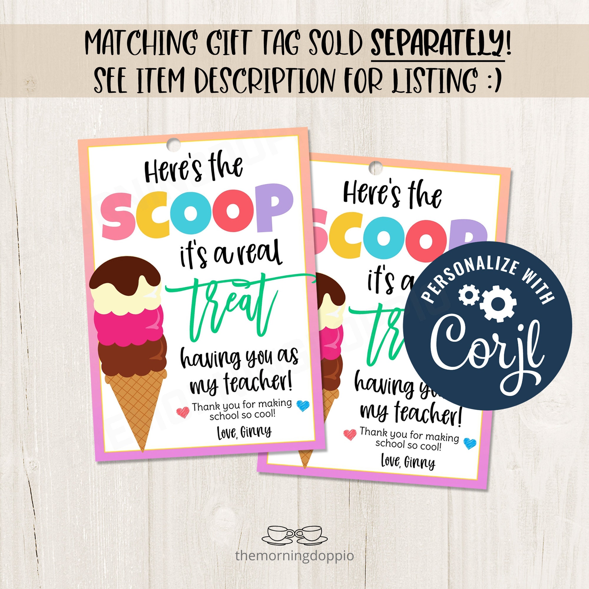 Printable/editable Ice Cream Thank You Gift Card Holder for - Etsy