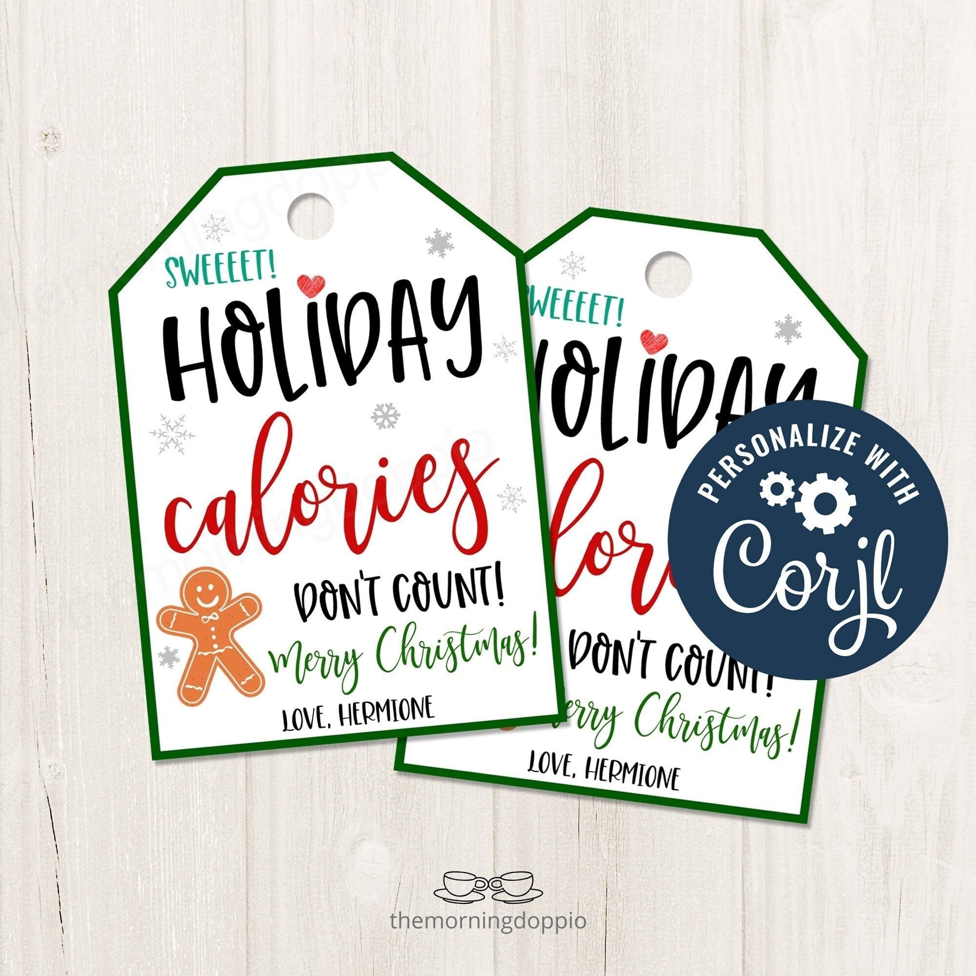 Printable/editable Holiday Calories Don't Count Christmas Holiday Favor ...