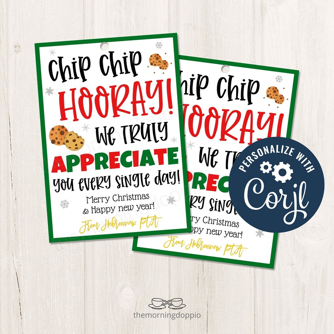 Printable/editable Cookie Thank You Cookie Treat Christmas Holiday Gift ...