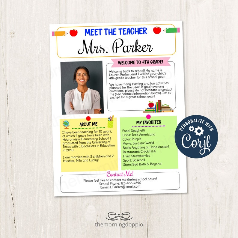 Printable/editable Meet the Teacher Newsletter Template, Back to School ...