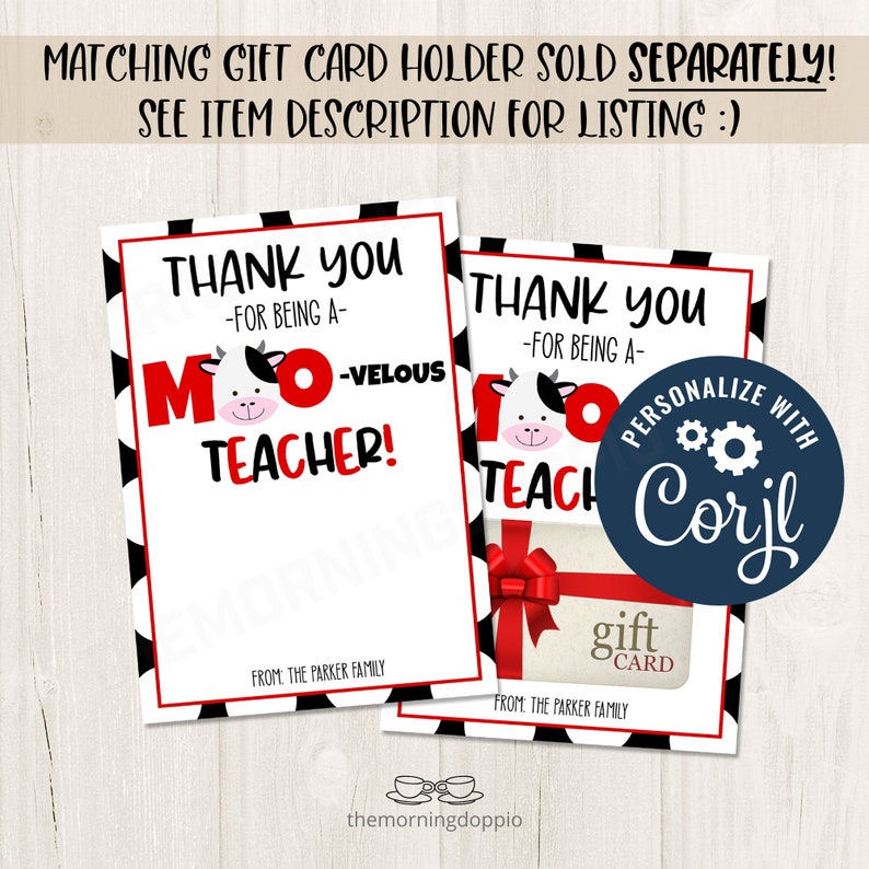 Printable/editable Thanks for Being a Moo-velous Teacher Chick - Etsy