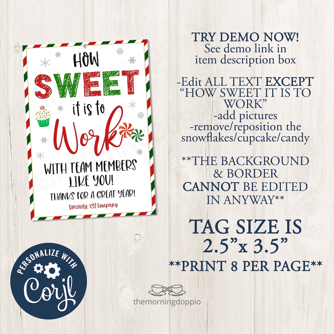 Printable/EDITABLE How Sweet it is to WORK with team members | Etsy