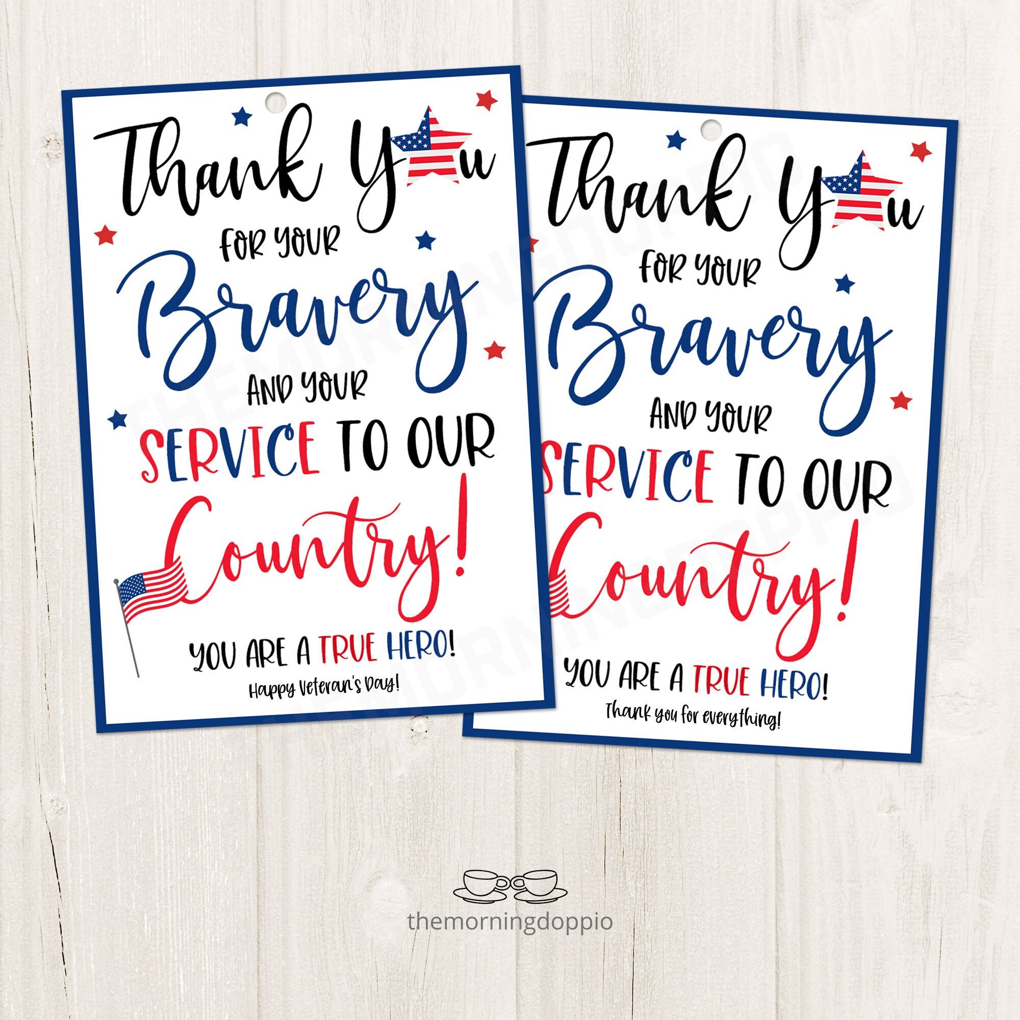 Printable/EDITABLE Veteran's Day Gift Tag Thank you for | Etsy