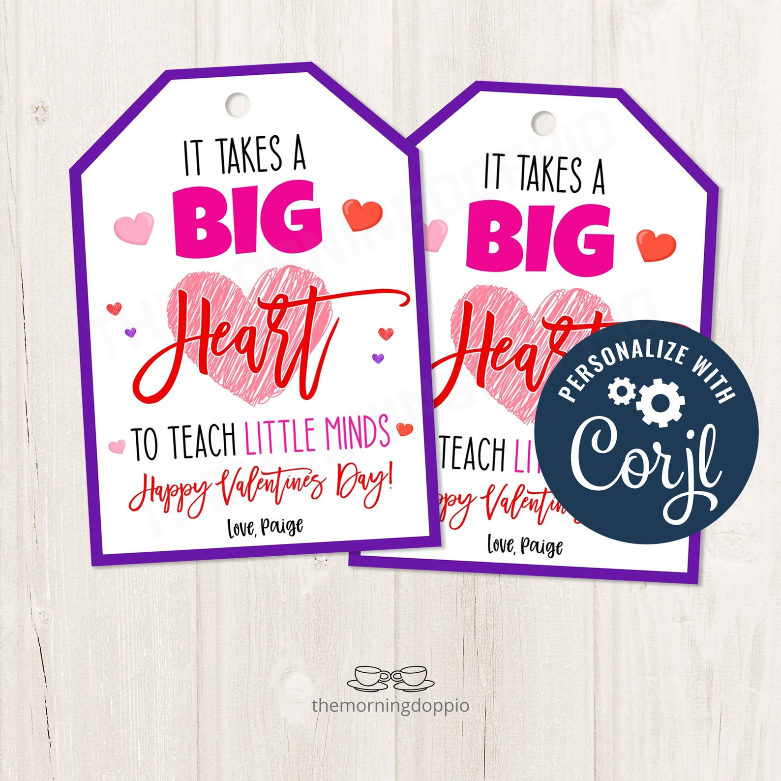 Printable/editable It Takes a Big Heart to Teach Little Minds - Etsy