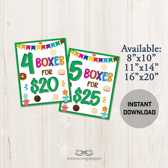 Printable Cookie Booth Sale Sign Instant Download 4 for 20 5 | Etsy