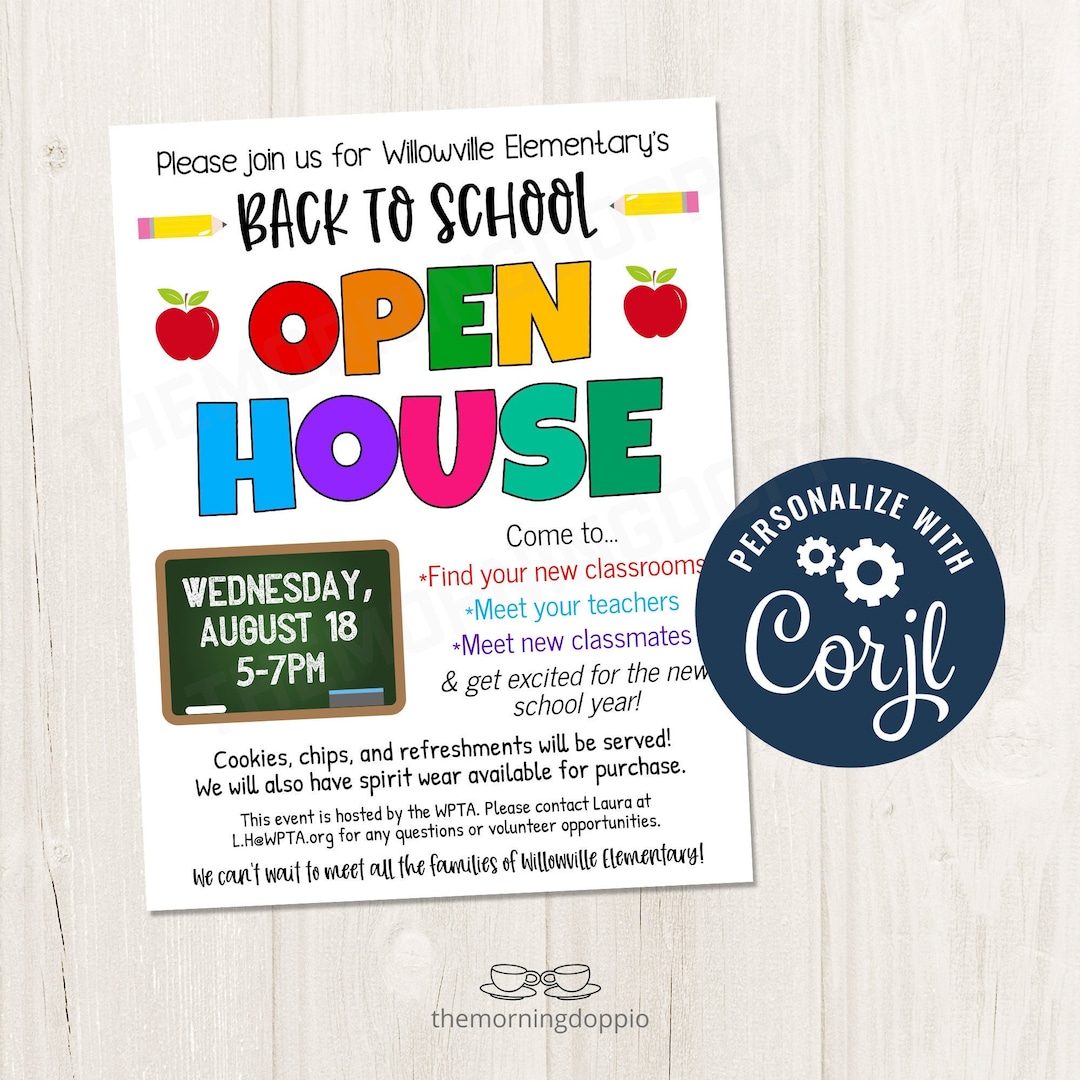 Back to School Open House Flyer Invitation Flyer for School First Day ...