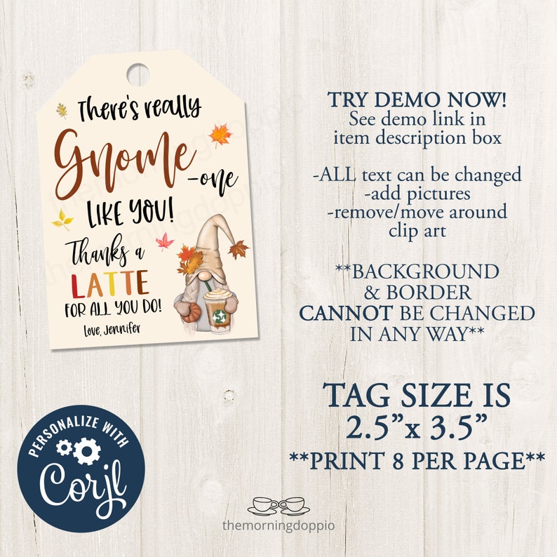Printable/editable There's Gnome One Like You Coffee Gift - Etsy
