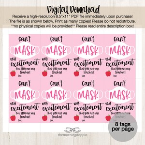 Printable Can't Mask My Excitement That You Are My Teacher, Back to ...