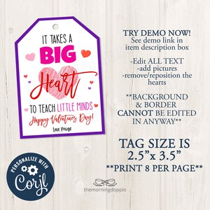 Printable/editable It Takes a Big Heart to Teach Little Minds ...