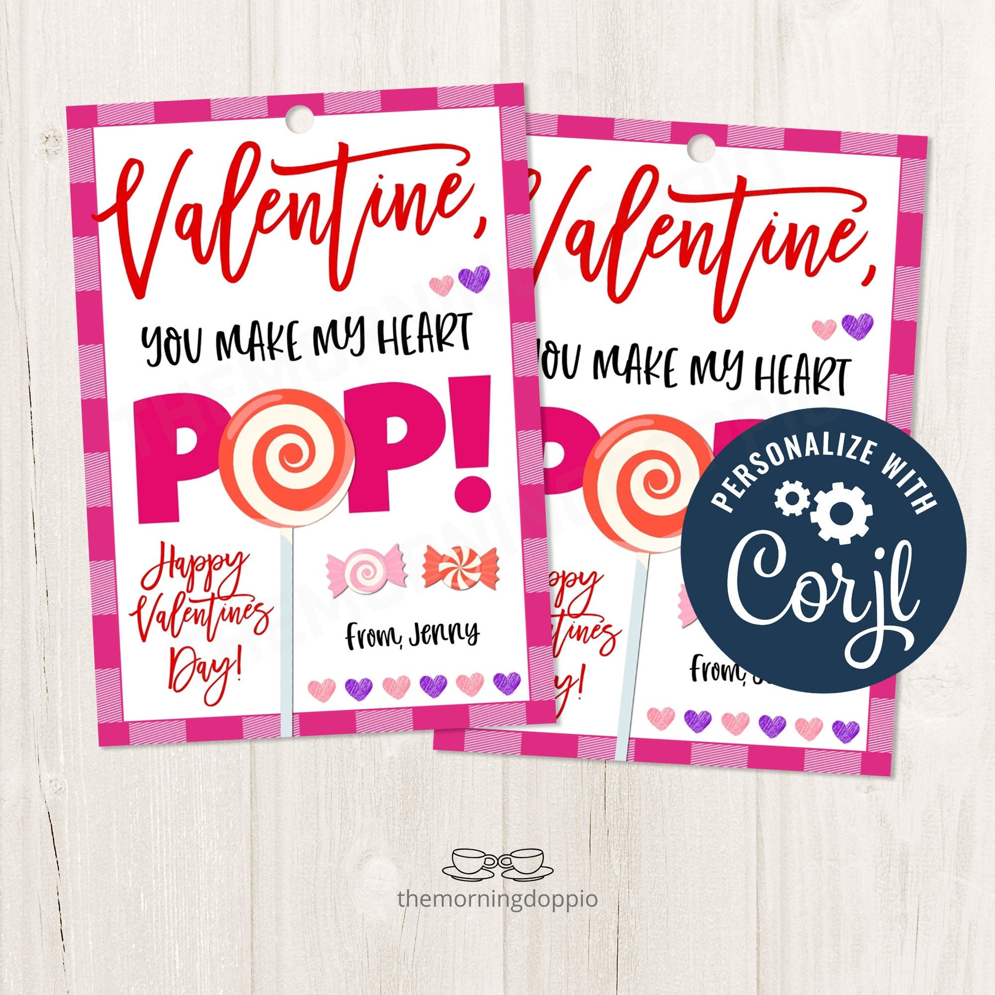 Printable/Editable You Make My Heart Pop Valentines Lollipop | Etsy
