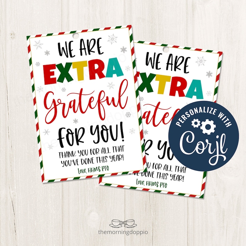 Printable/editable We Are EXTRA Grateful for You Christmas - Etsy