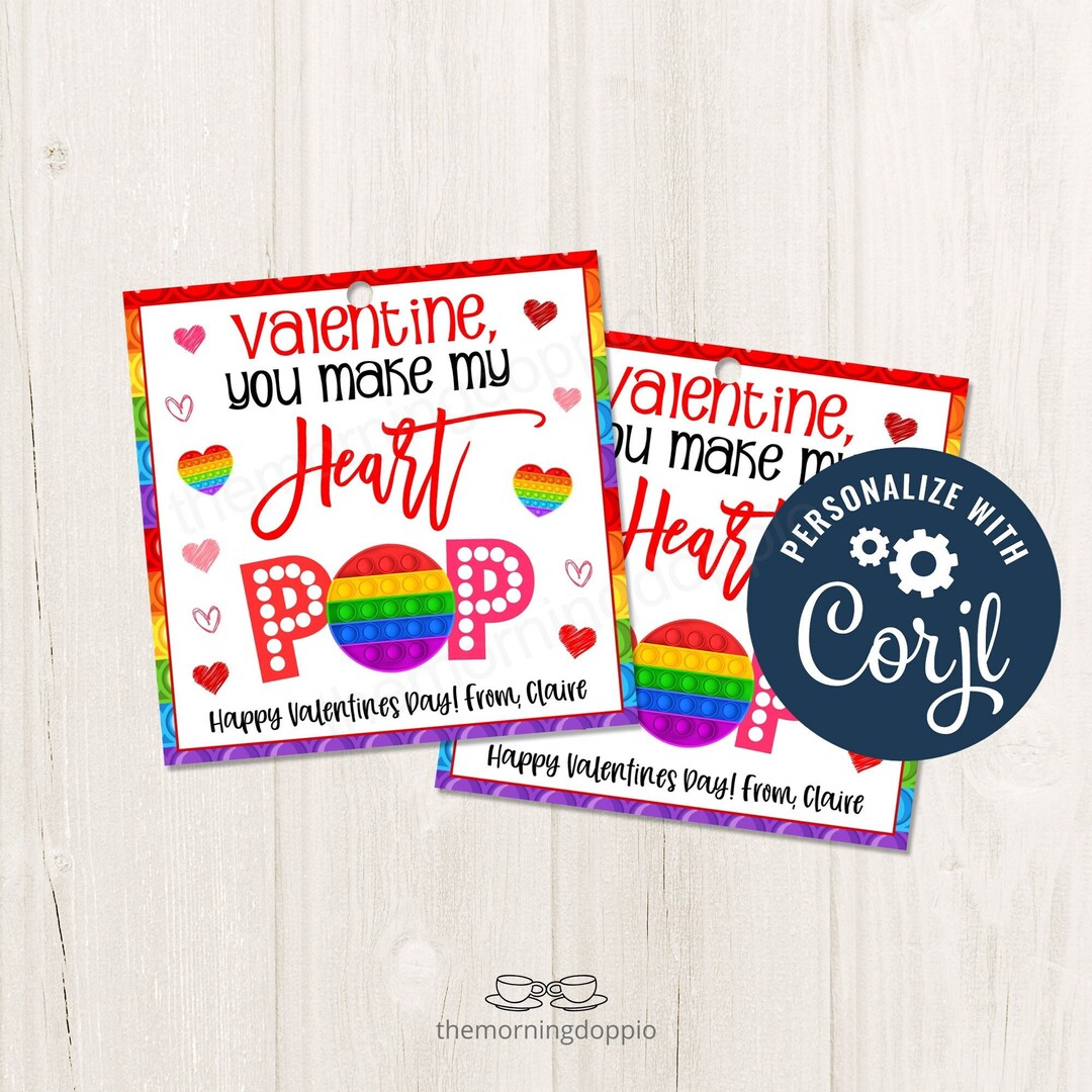 Printable/editable Valentine's Day Pop It Fidget Gift Tags, Valentines ...