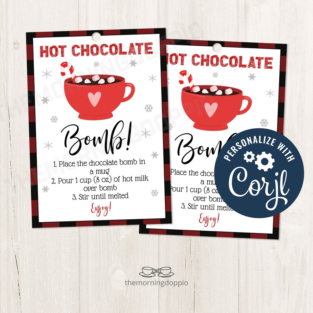 Imprimable/modifiable Hot Chocolate Bomb Christmas Gift Tag, Hot ...