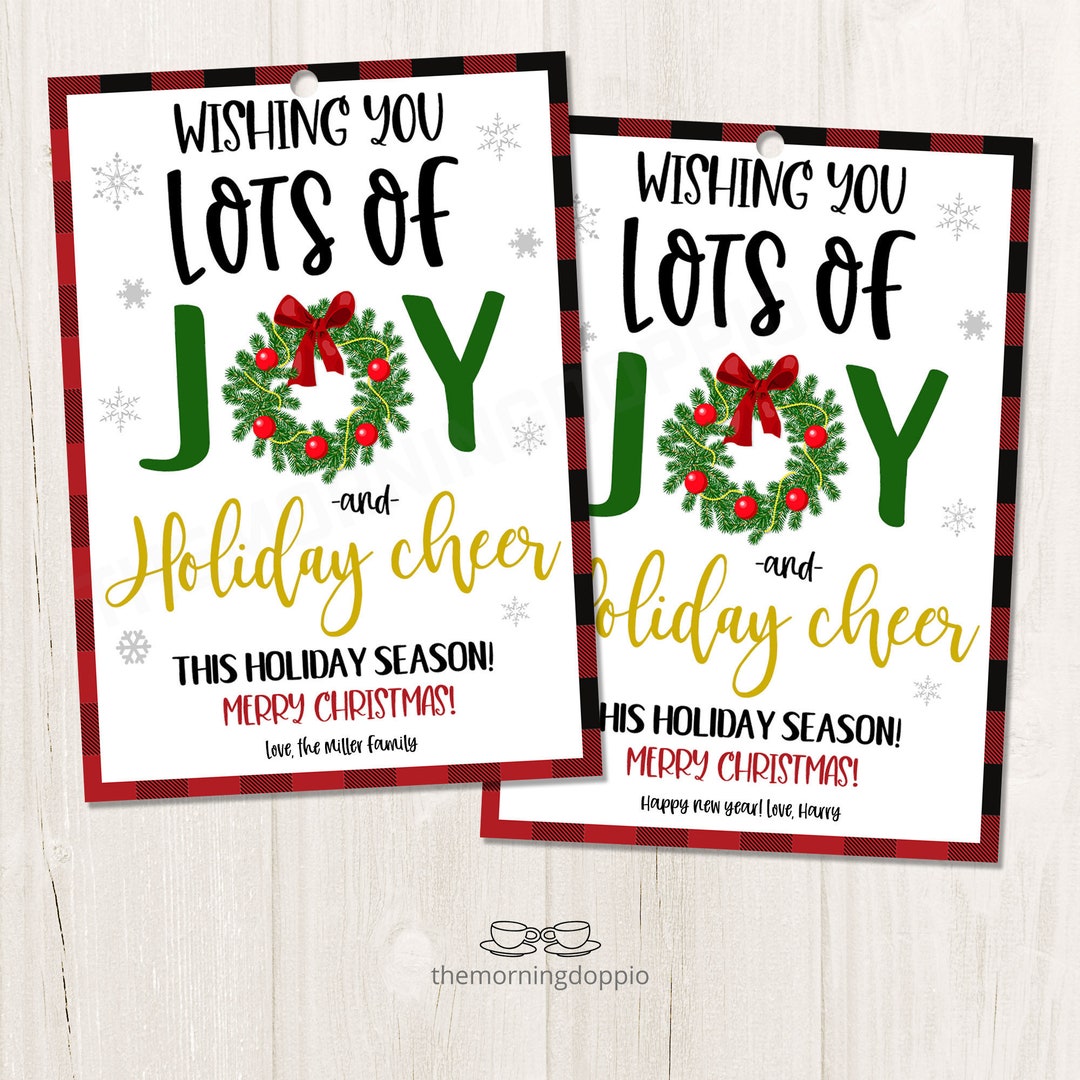 Printable/editable Joy Christmas Gift Tag, Wishing You Lots of Joy and ...