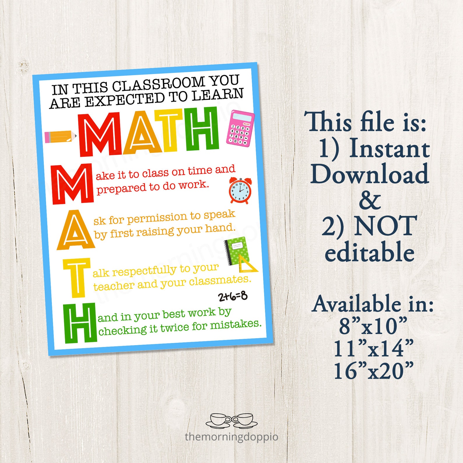 Printable Math Classroom Poster Decor Math Teacher Classroom - Etsy