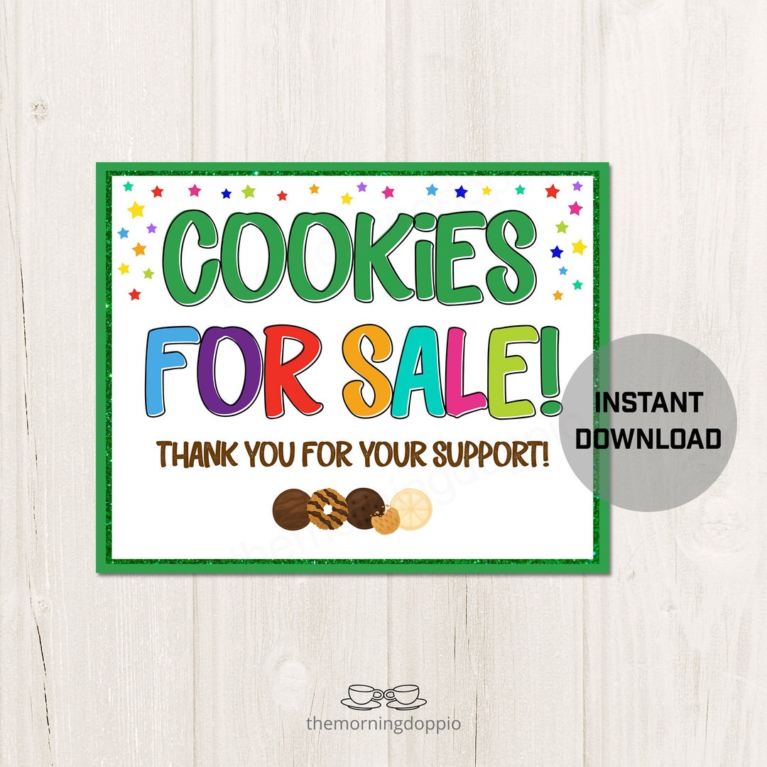 Printable Cookie Sale Sign, Instant Download Cookies Sold Here ...