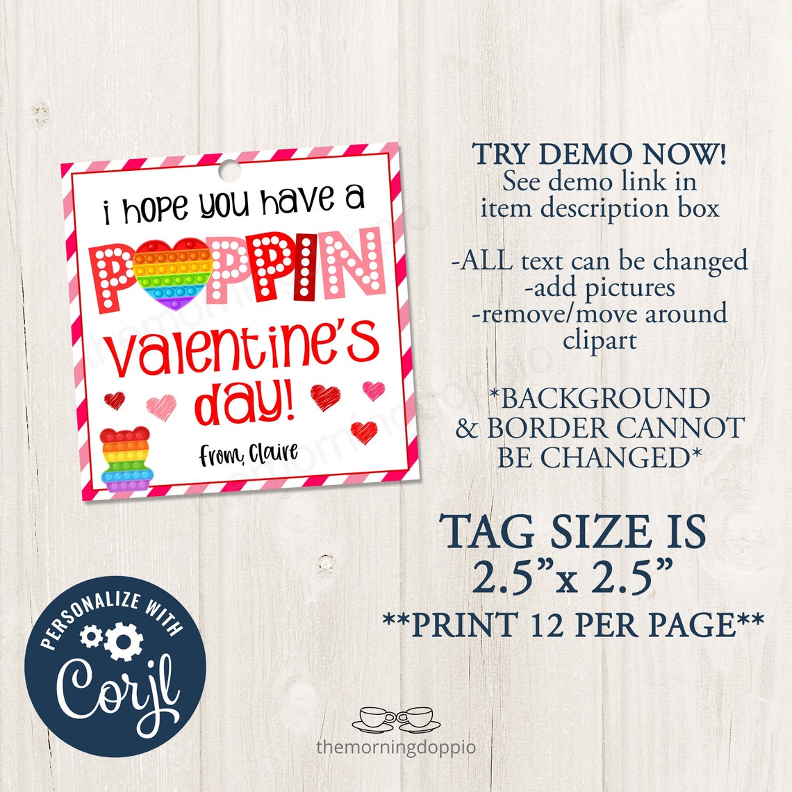 Printable/editable Valentine's Day Pop It Fidget Gift | Etsy