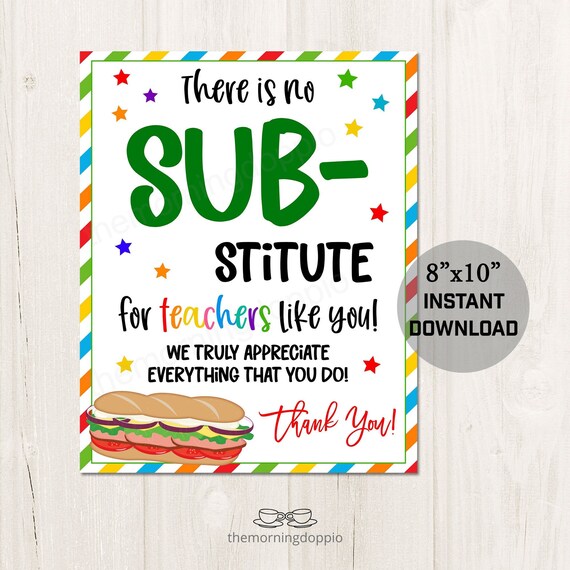 Printable There is No Sub-stitute for Teachers Like You - Etsy
