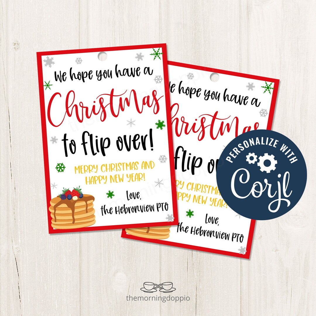 Printable/editable Pancake Christmas Morning Pancake Basket Gift Tag ...