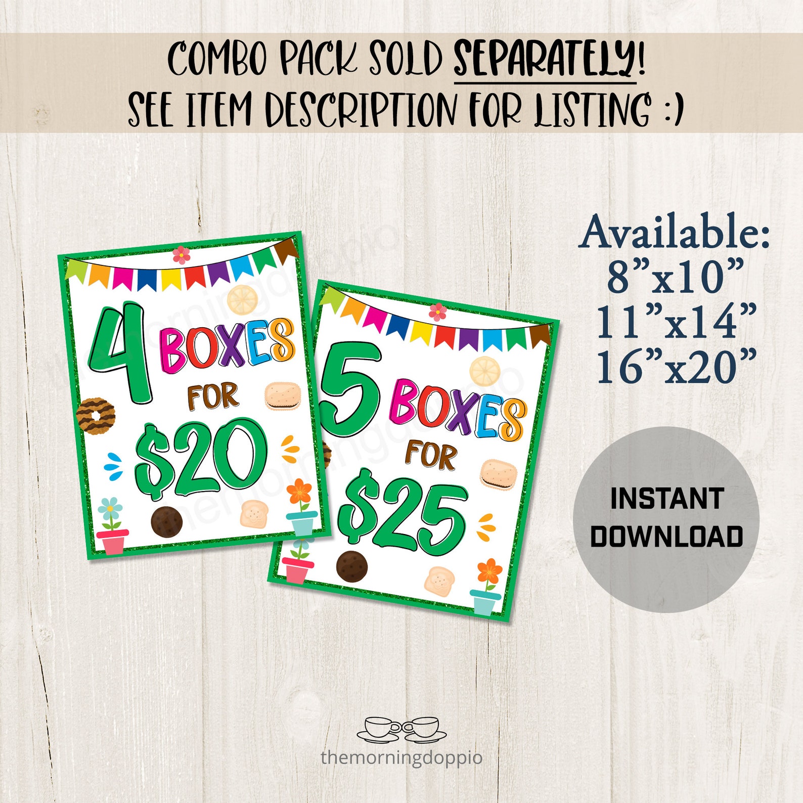 Printable Cookie Booth Sale Sign Instant Download 5 for 25 | Etsy