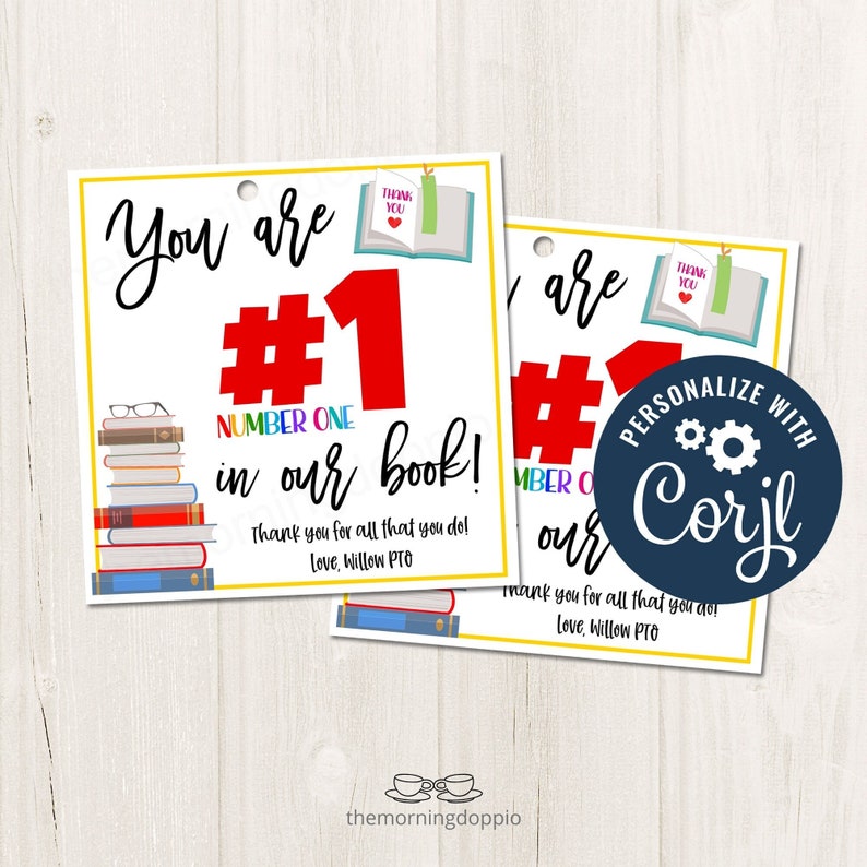 Printable/editable You Are Number One in Our Book Gift Tag, Book ...