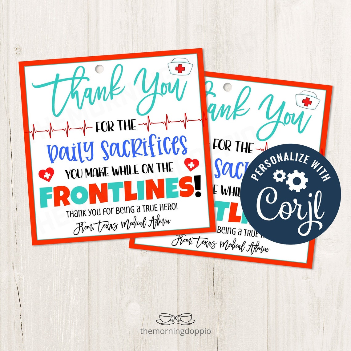 Printable/editable Thank You for Being a Frontline Hero Gift - Etsy
