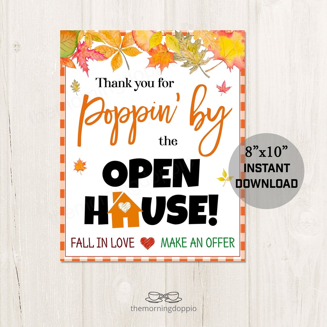 Printable Thanks for Poppin by Fall Open House Real Estate Thanksgiving ...
