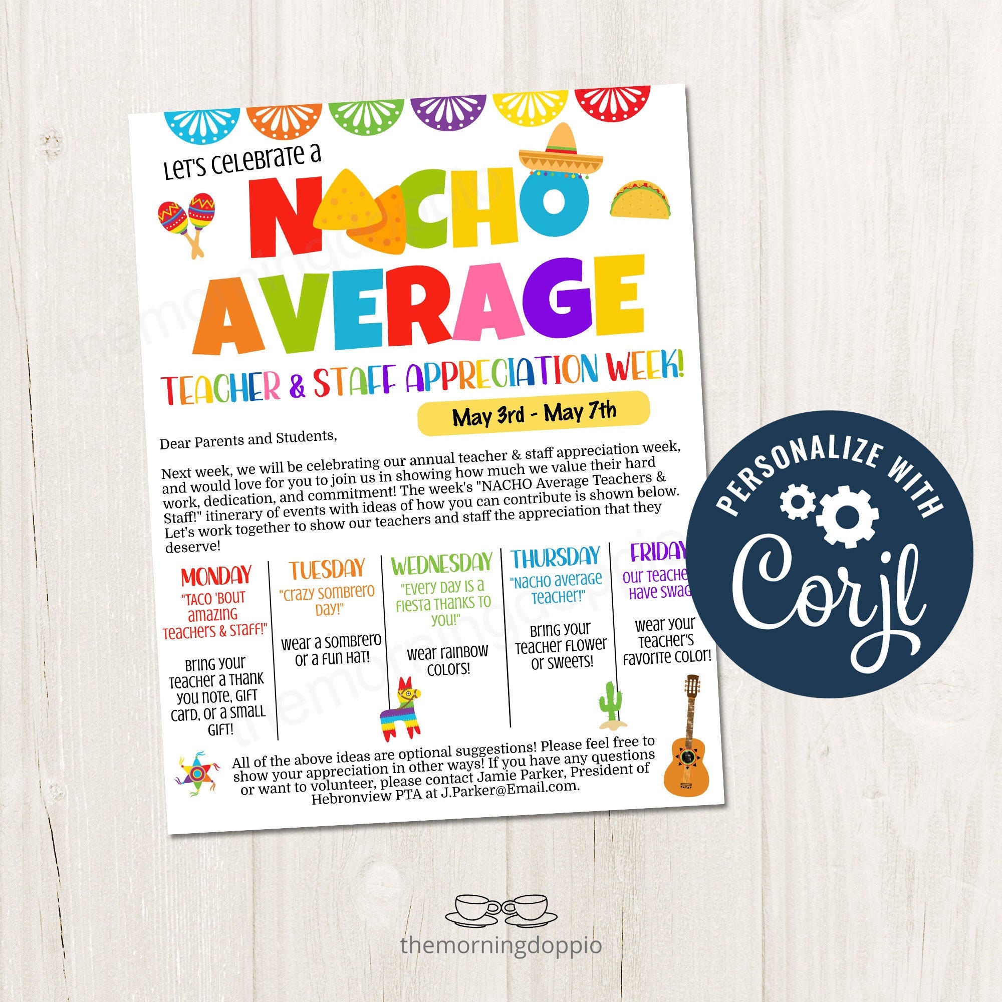 Printable/editable Fiesta Nacho Average Theme Parent Letter Teacher ...