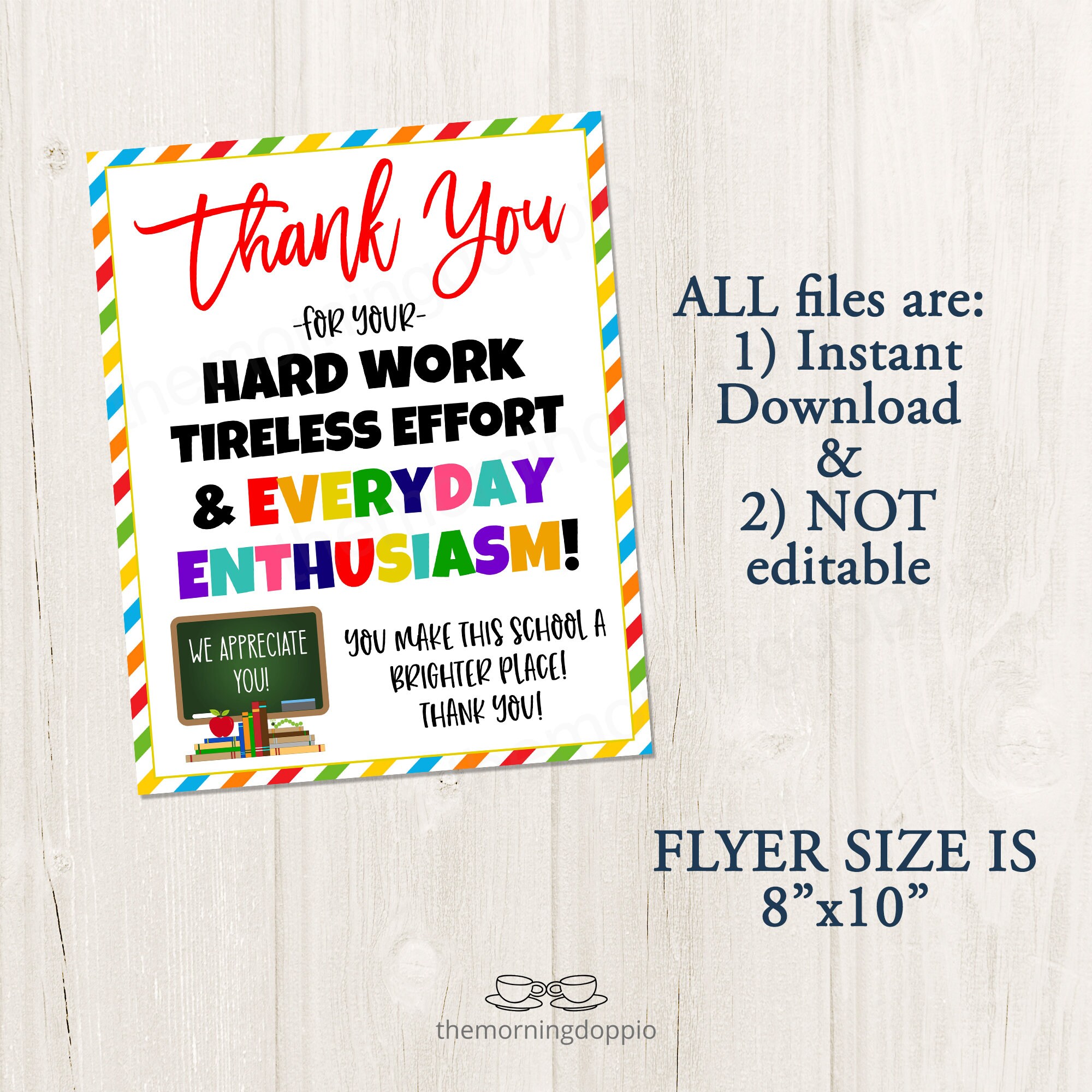 Printable Thank You for All You Do Teacher Staff PTO PTA Appreciation ...