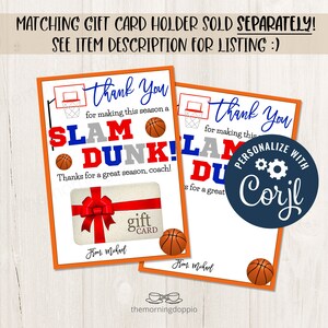 Printable/editable Basketball Thank You End of Season Gift Tag for ...