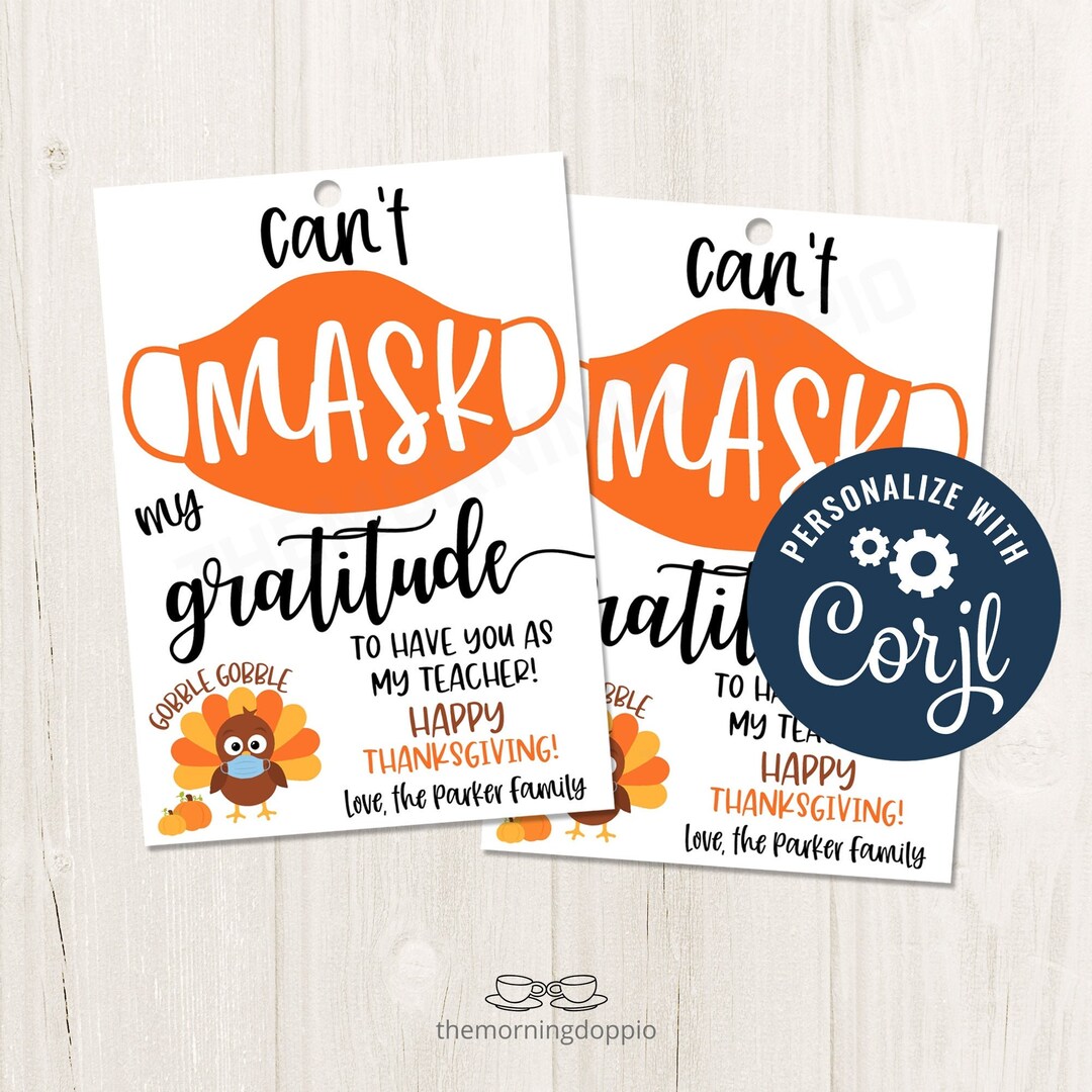Printable/editable Happy Thanksgiving Gratitude Gift Tag for Teachers ...