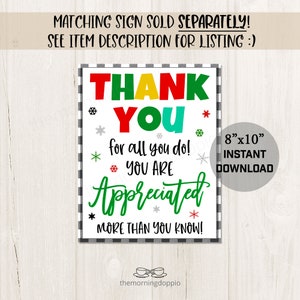 Printable/editable Thank You Appreciation Winter Christmas Holiday Gift ...