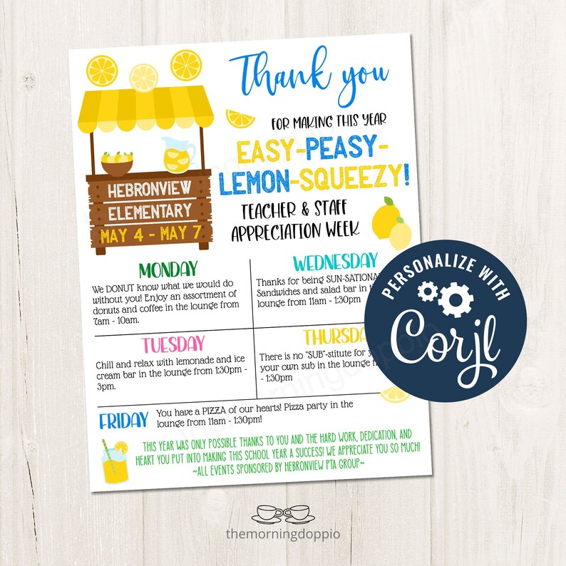 Printable/editable Lemonade Lemons Theme Teacher and Staff - Etsy