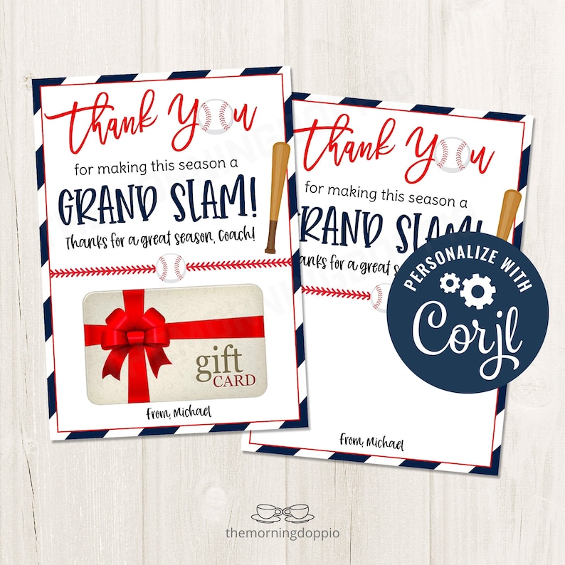 Printable/editable Baseball Coach End of Season Gift Card Holder for ...