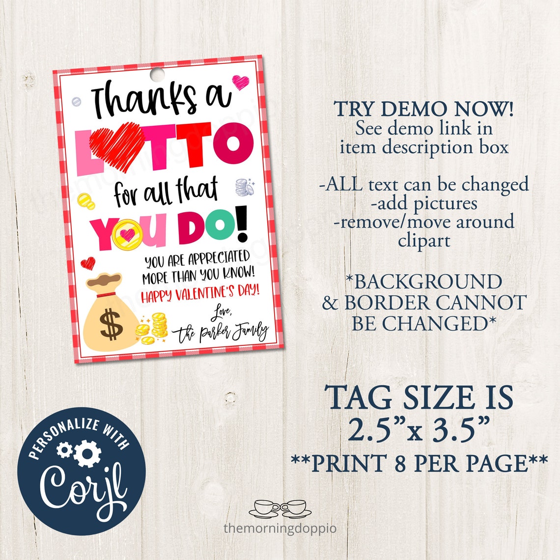 Printable/editable Thanks a Lotto for All You Do Lottery | Etsy