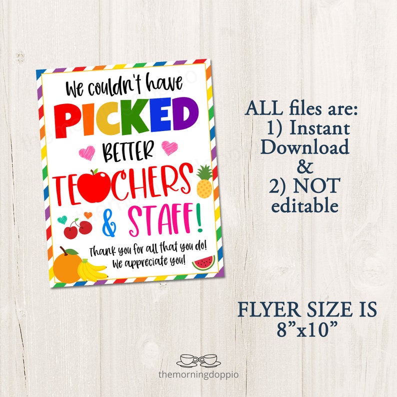 Printable We Couldn't Have Picked Better Teachers and Staff Thank You ...