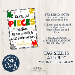 Printable/editable Puzzle Pieces Puzzle Box Present Merry Christmas ...