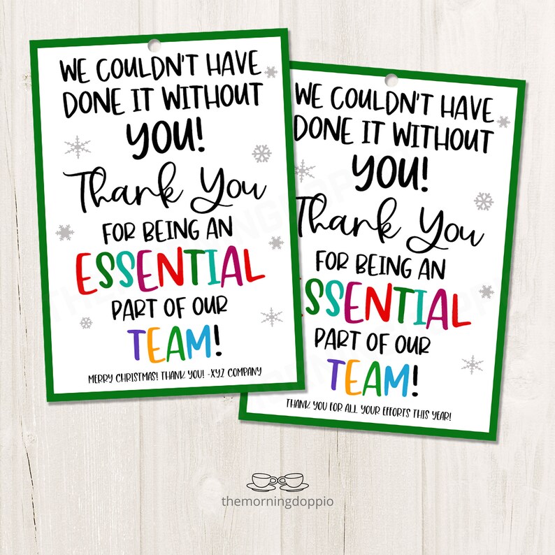 Printable/editable Employee Christmas Gift Tag, Essential Employee ...