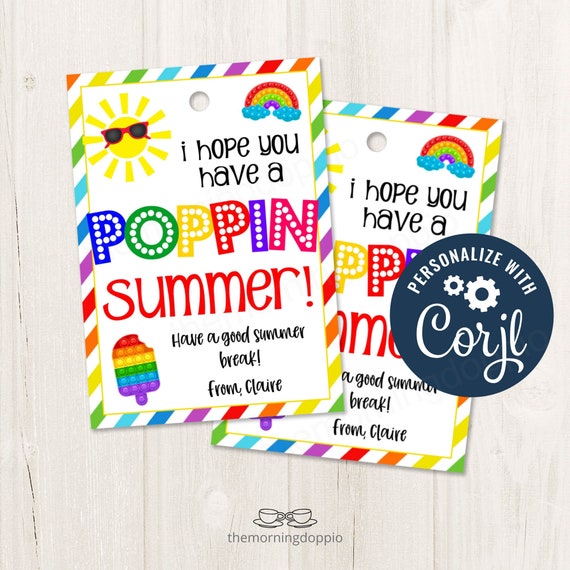 Printable/editable Summer Pop It Fidget Gift Tags for School - Etsy