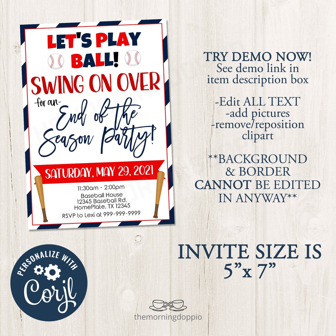 Baseball End of the Season Party Invitation Digital Editable - Etsy