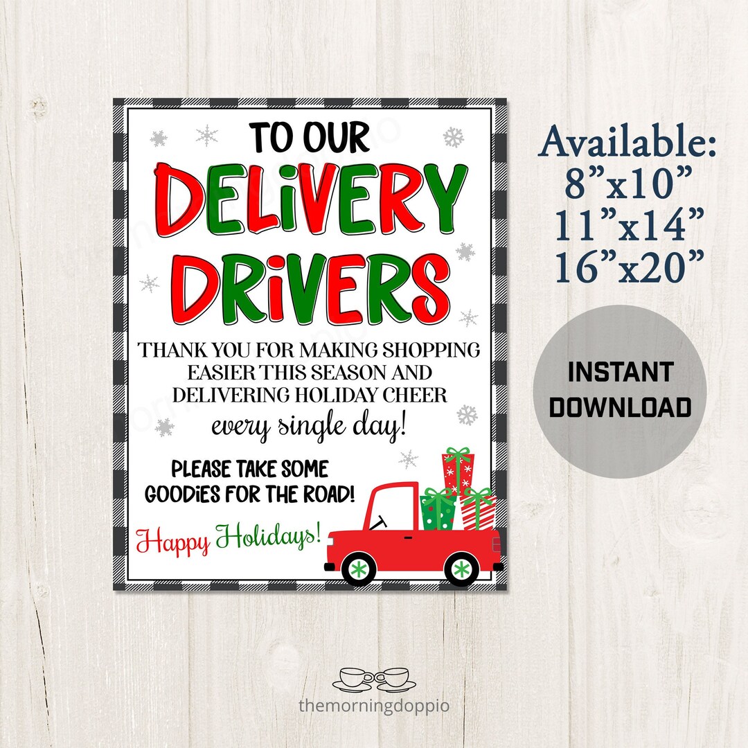 Printable Delivery Drivers Thank You Grateful for You Snack Sign ...