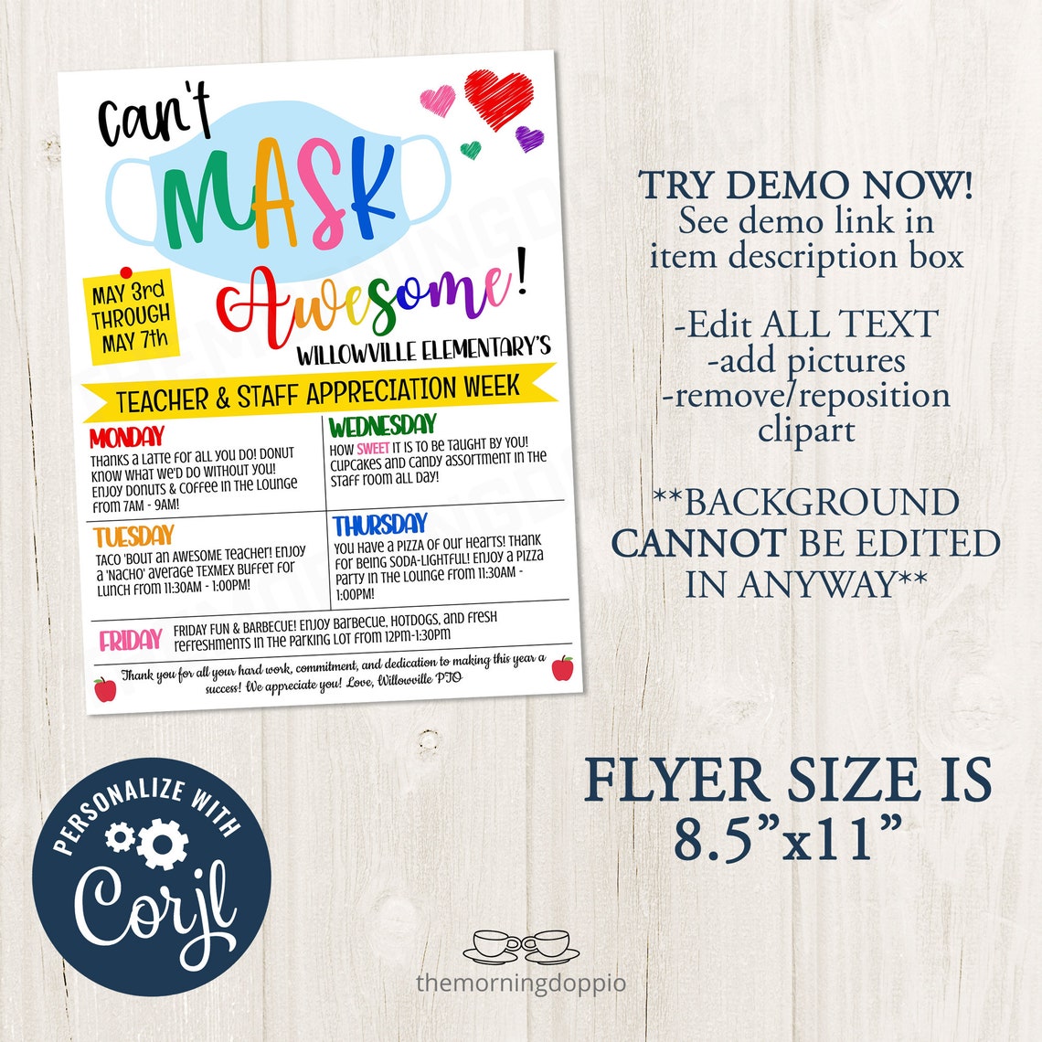 Printable/editable Can't Mask AWESOME Teacher and Staff Appreciation ...