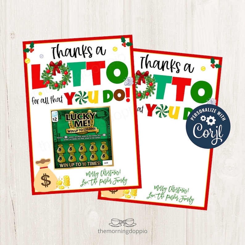 Printable/editable Thanks a Lotto for All You Do Christmas | Etsy