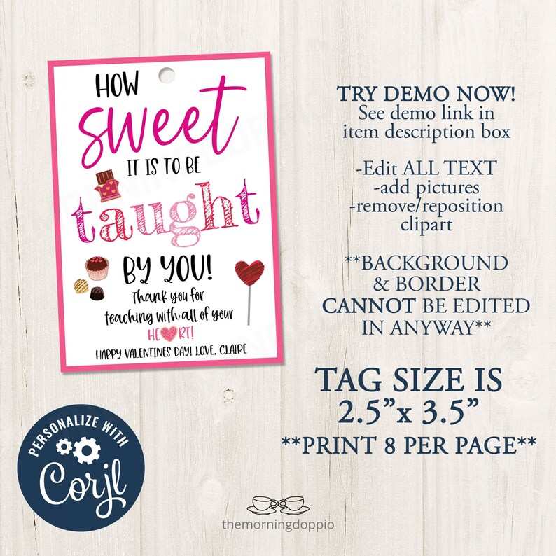 Printable/editable How Sweet It is to Be Taught by You - Etsy