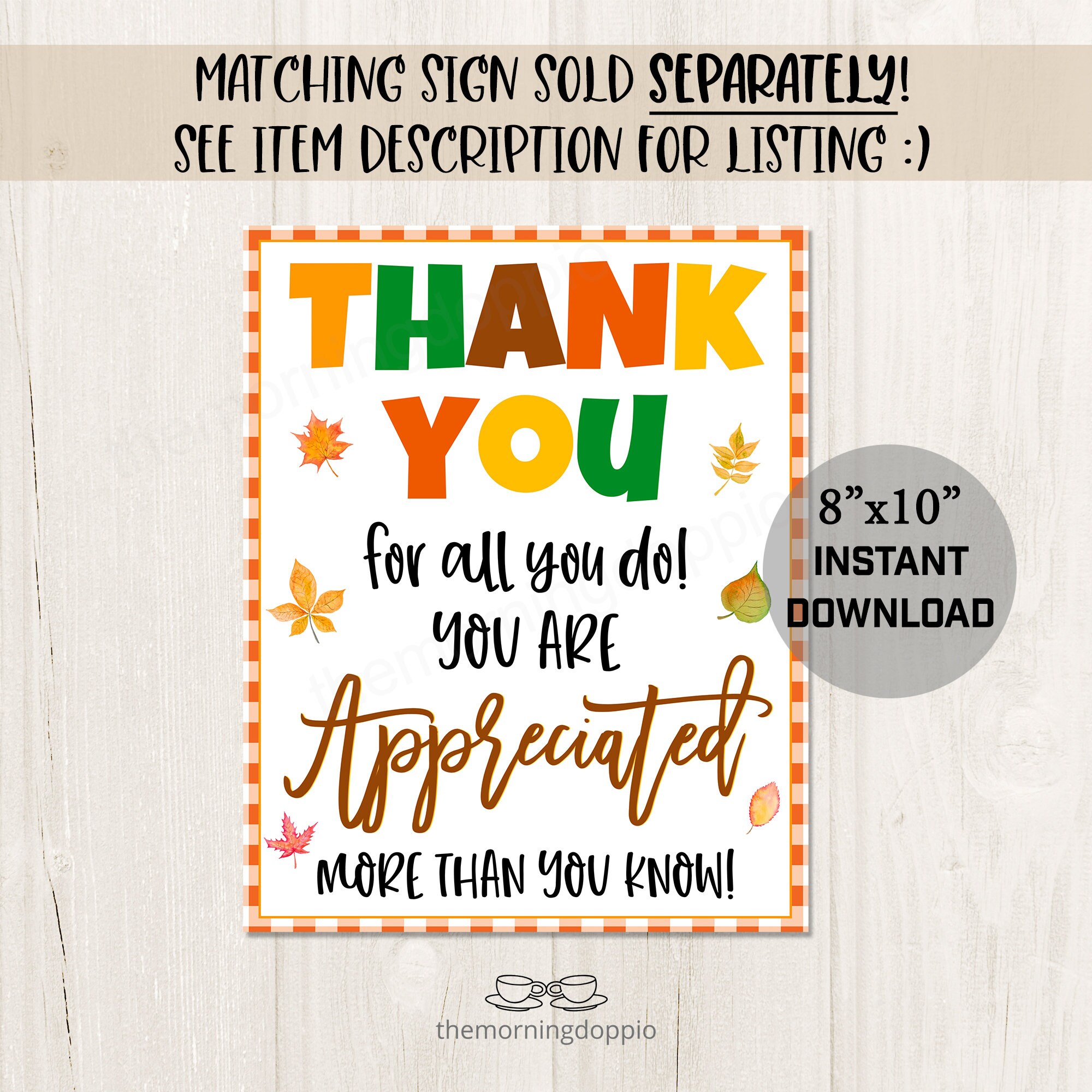 Printable/editable Thank You Appreciation Fall Thanksgiving Gift Tag ...