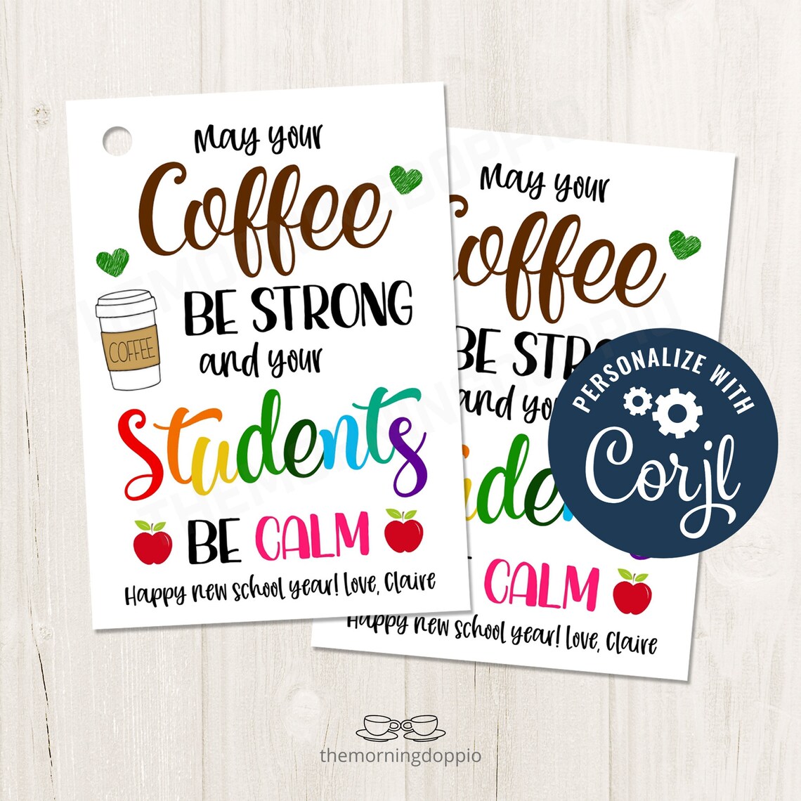 Printable/editable Coffee Gift Tag for Teachers Classroom Staff PTO PTA ...