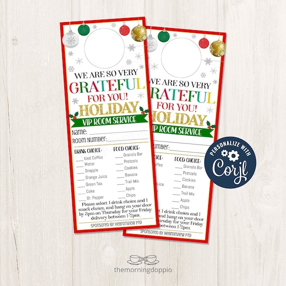 Printable/editable VIP Room Service Christmas Holiday Thankful | Etsy