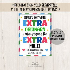 Printable/editable Thanks for Being Extra Ordinary Extra Mile Gum Gift ...